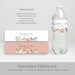 Pink Water Bottle Label Template, EDITABLE Water Bottle Label, Wedding ...