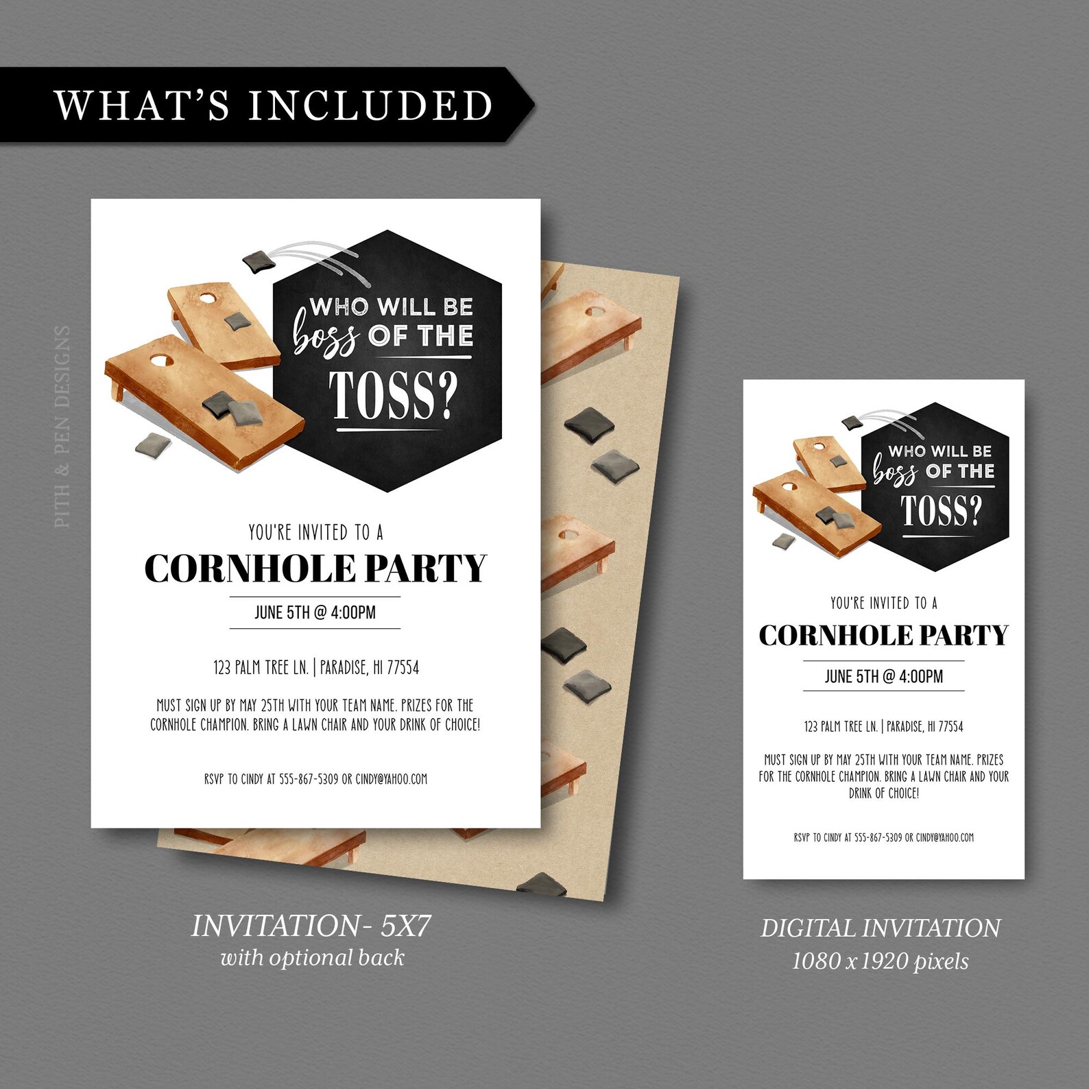 Cornhole Party Invitation | Tournament | Printable and Digital - Corjl ...
