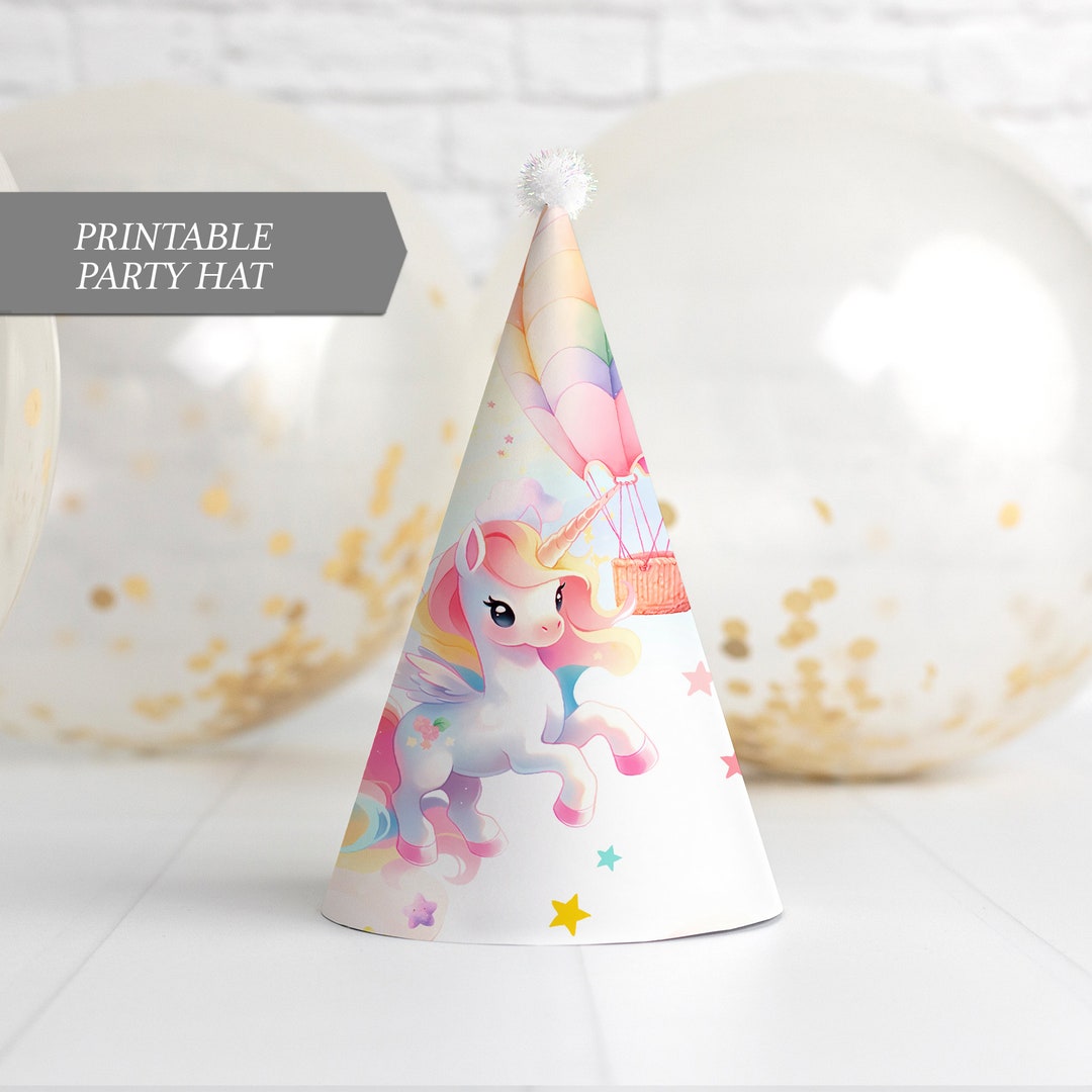 Unicorn Party Hat, Rainbow Magic Birthday, Printable Party Decor, #081 ...