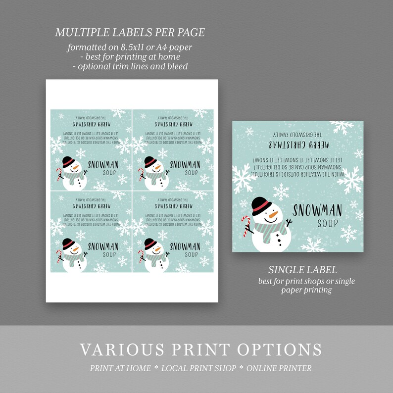 Snowman Soup Folded Gift Tag Hot Chocolate Holiday Gift - Etsy