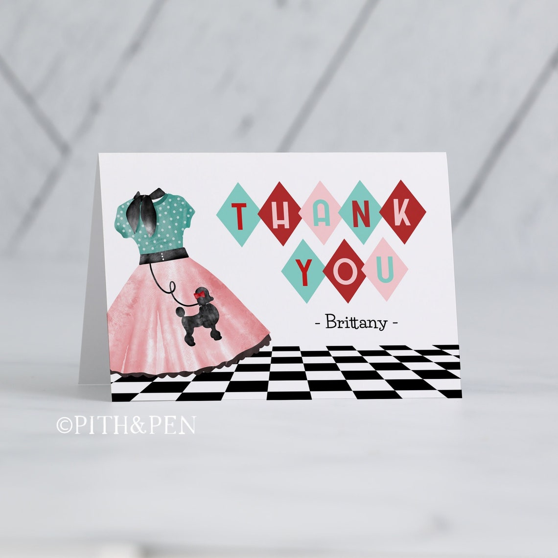 50's Sock Hop Thank You Card Printable Card Instant - Etsy