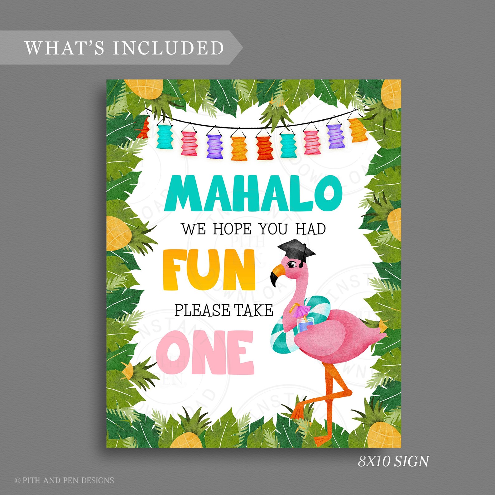 Graduation Pool Party Sign, Printable Luau Party Sign, Instant Download ...