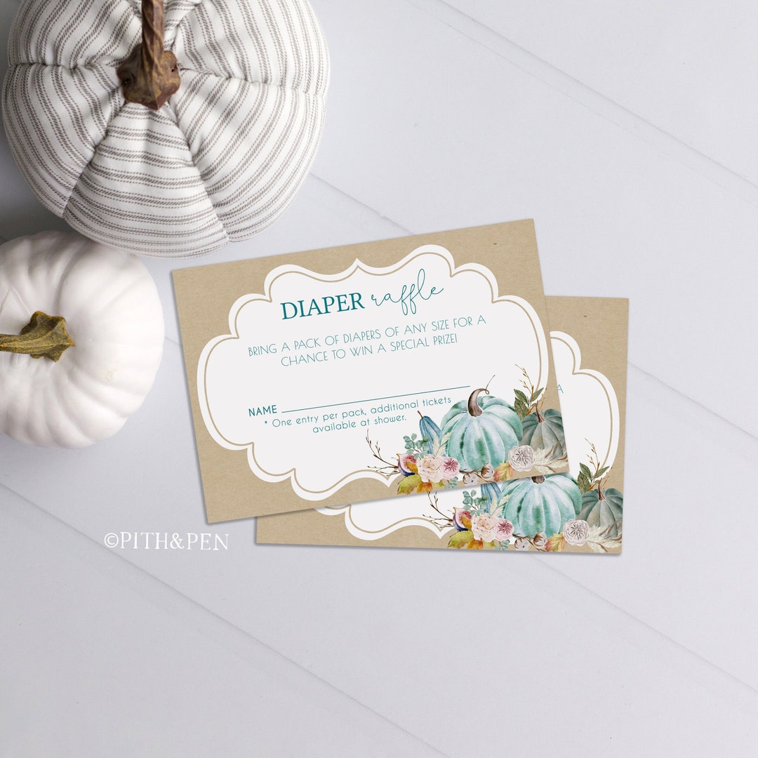 Pumpkin Diaper Raffle Card, Printable Diaper Raffle Inserts, Instant ...