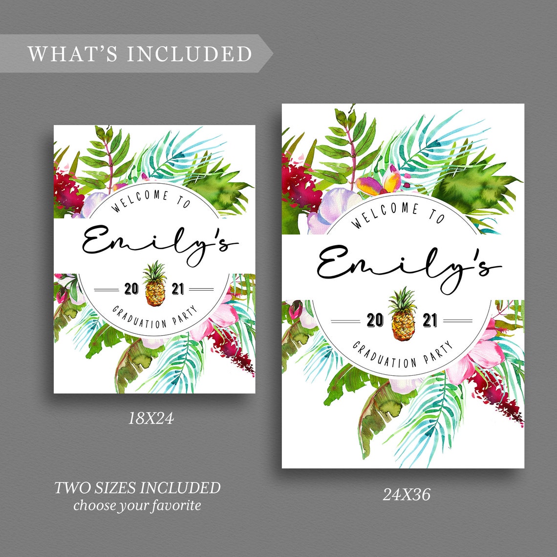Graduation Party Welcome Sign Tropical Welcome Printable - Etsy