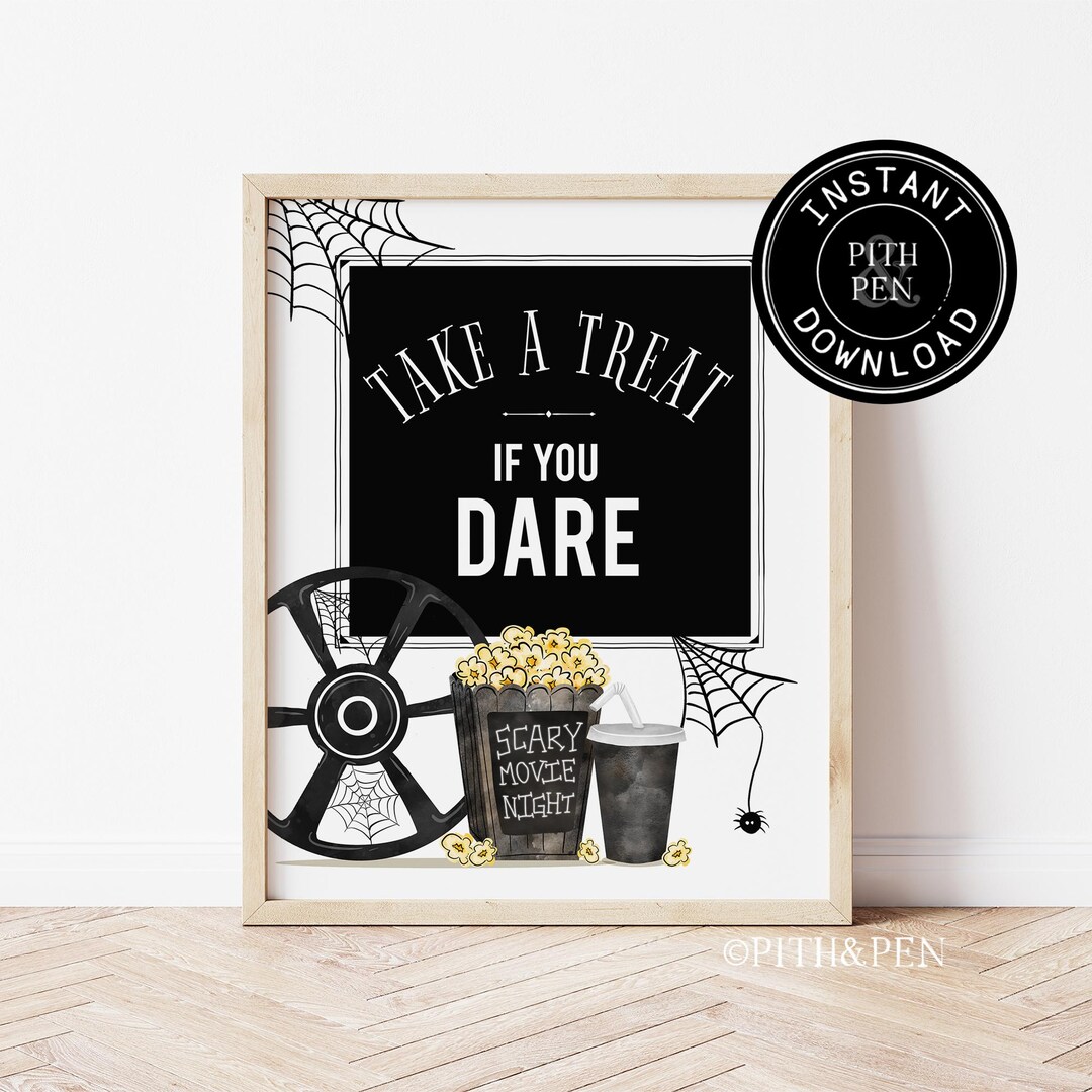 Halloween Movie Treat Sign | Printable Take a Treat Poster | Instant ...
