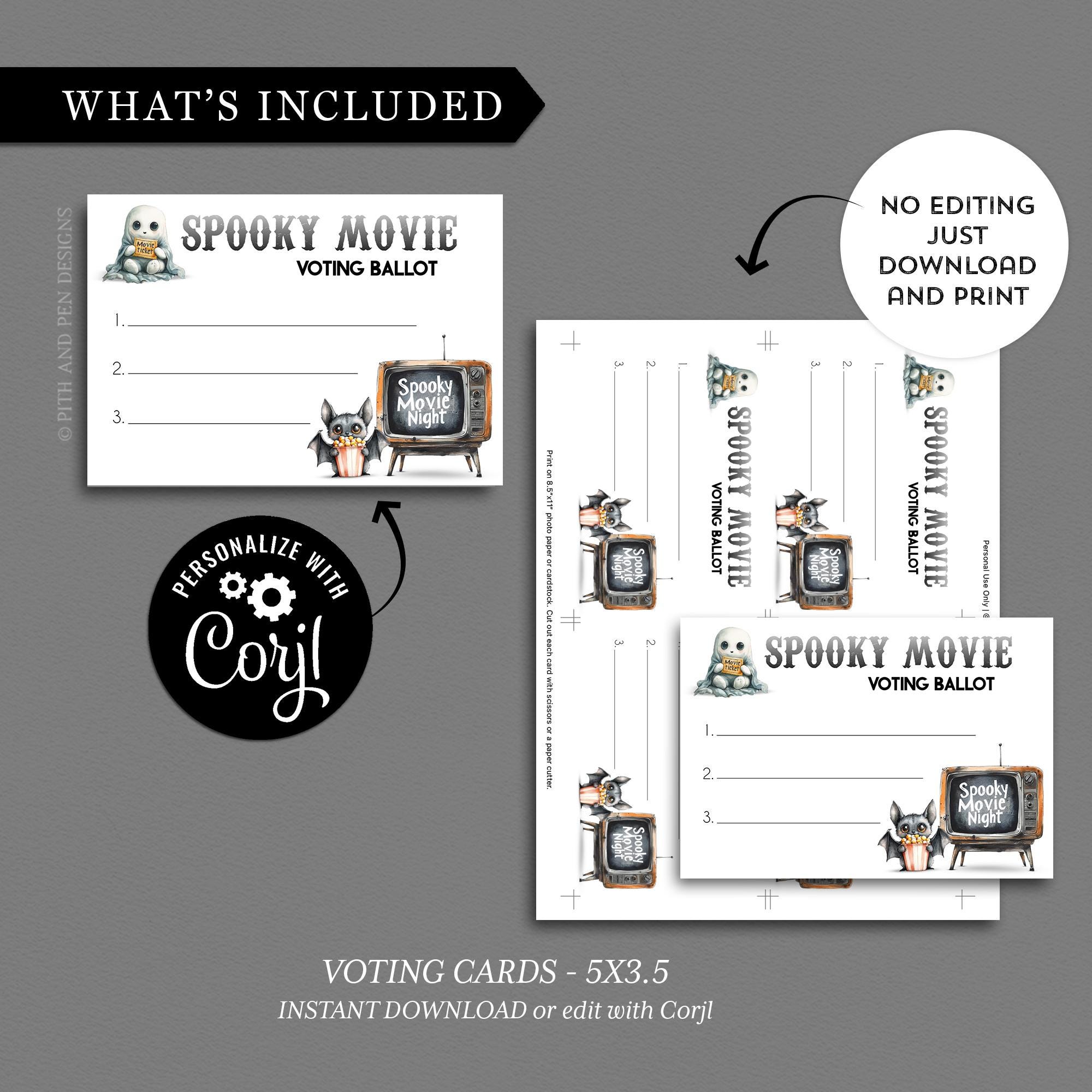 Halloween Spooky Movie Voting Card | What to Watch | Editable or ...