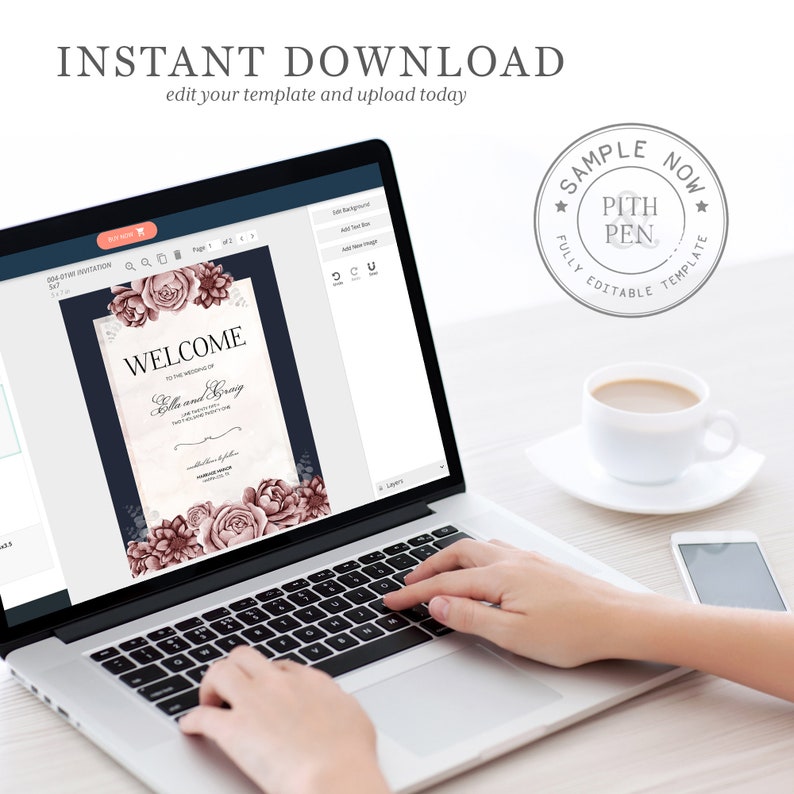 Mauve Wedding Welcome Sign DIY Printable Poster Custom - Etsy