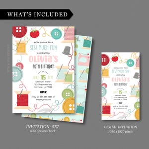 Sewing Party Invitation | Printable Birthday | Corjl #089-01PI - Etsy
