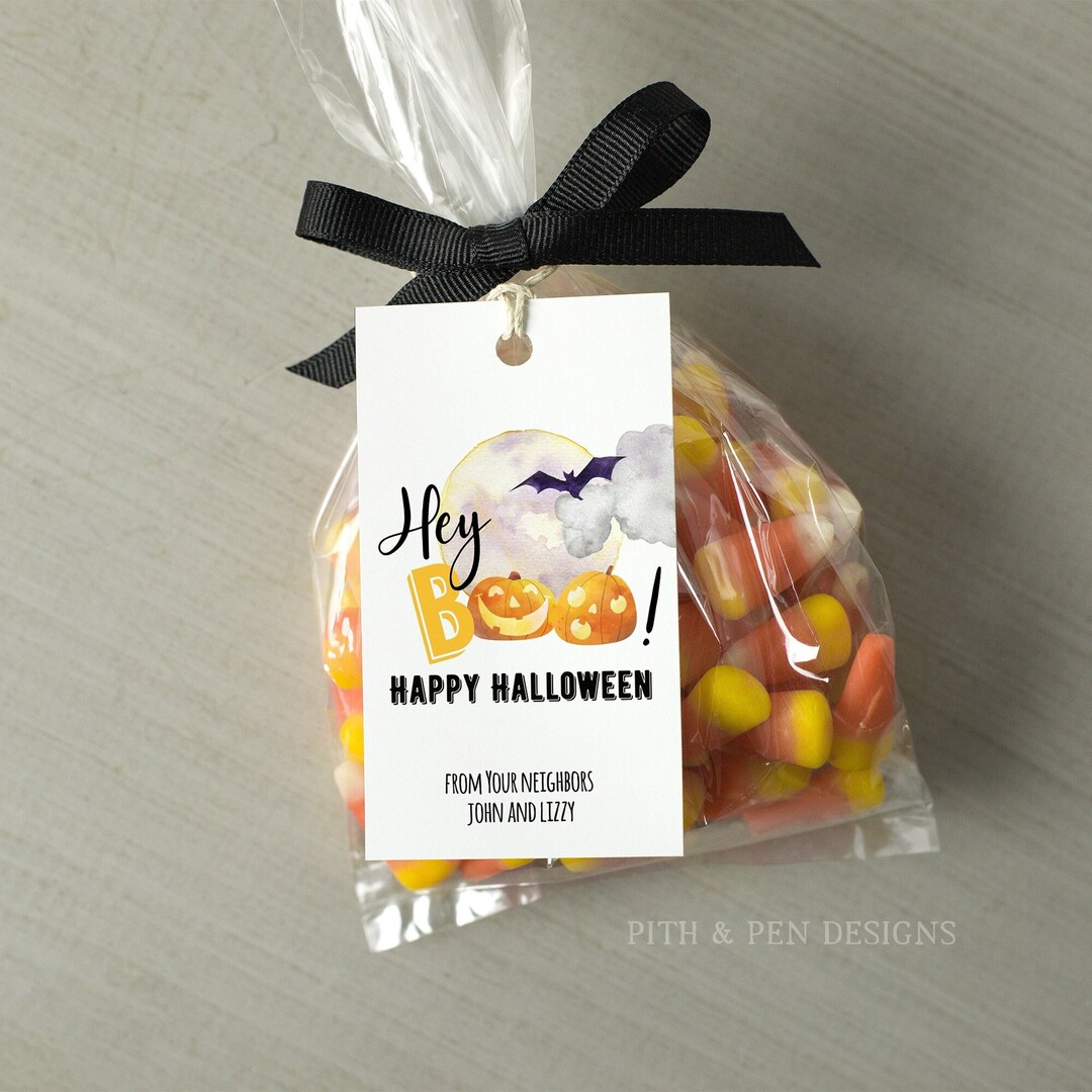 Hey Boo! Halloween Gift Tag, EDITABLE Treat Bag Label, Halloween Candy ...