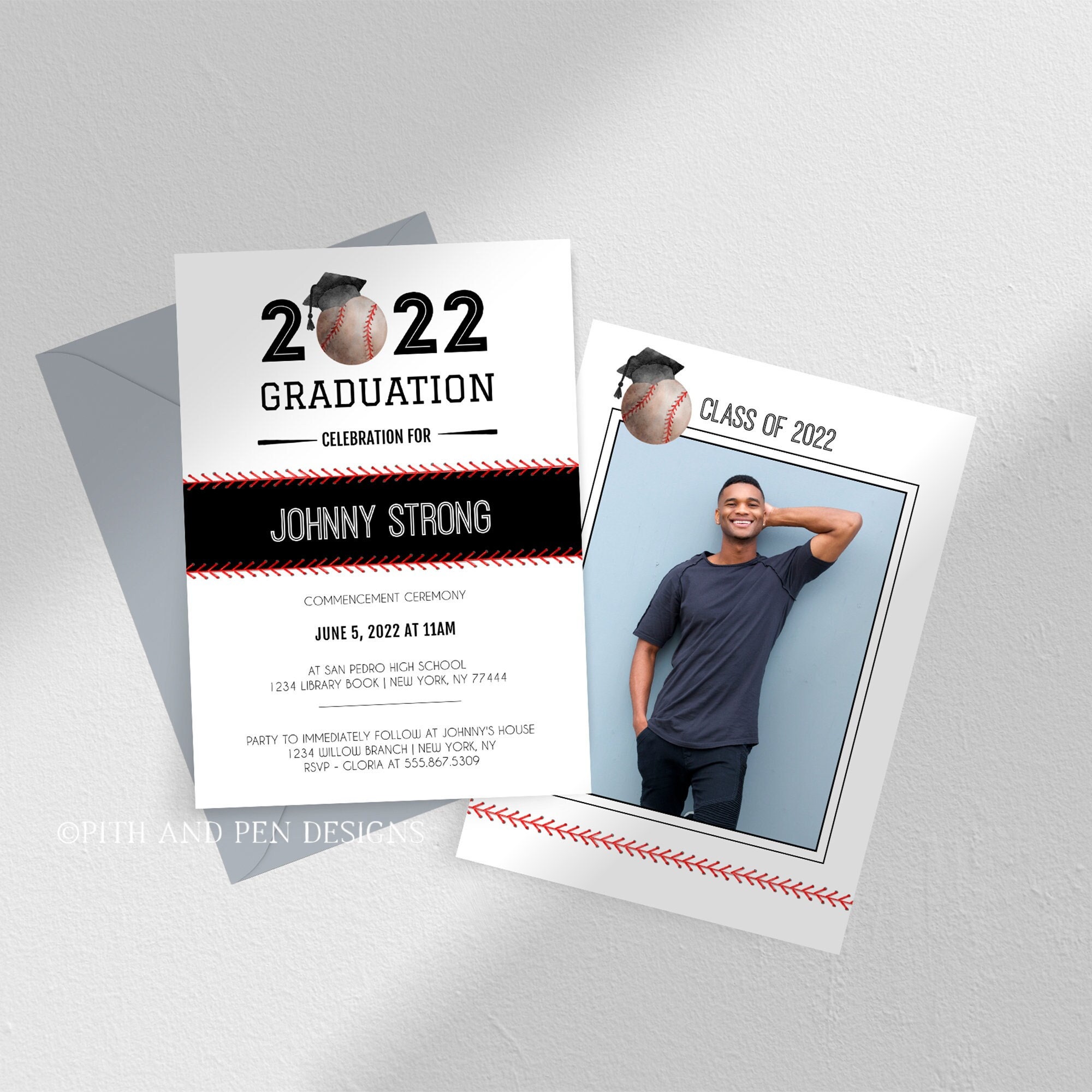 Baseball Graduation Invitation | Sports Grad Announcement | Printable ...