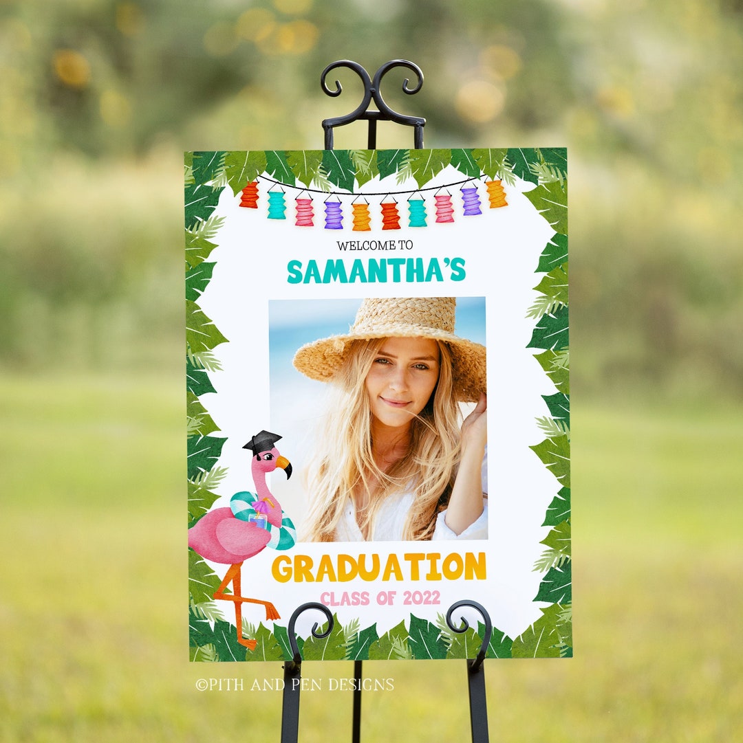 Graduation Pool Party Welcome Sign, Printable Photo Poster, Corjl 054 ...