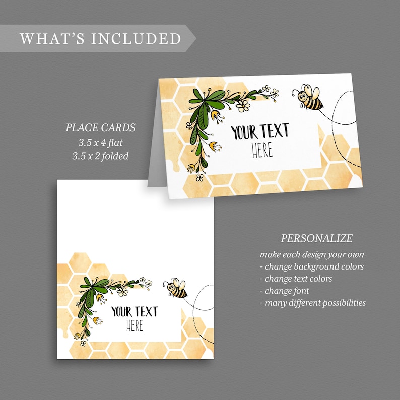 Honey Bee Food Label Template EDITABLE Tag DIY Party - Etsy