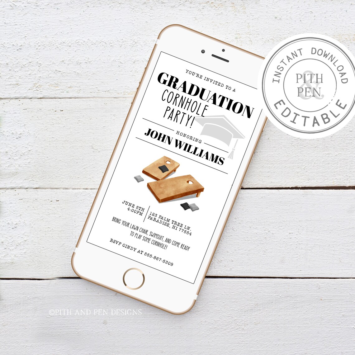 Digital Cornhole Party Invitation Graduation Party Instant | Etsy