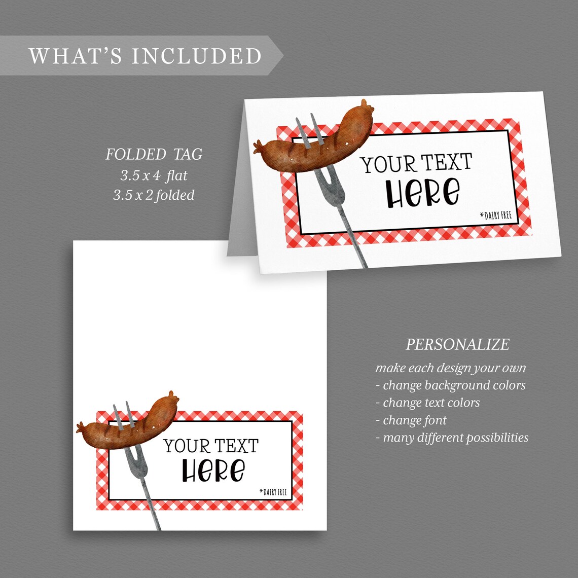 Barbecue Food Label Printable Buffet Label Instant Download | Etsy