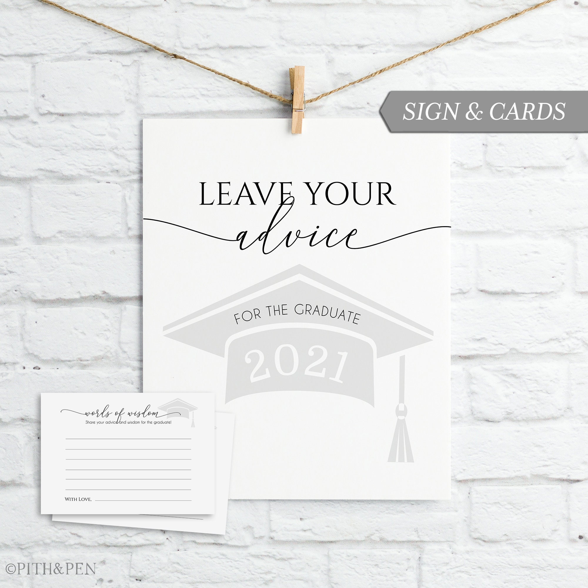 Graduation Advice Cards and Sign, DIY Graduation Party, Printable Party ...