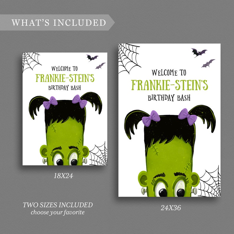 Halloween Birthday Party Sign Printable Frankenstein Party - Etsy