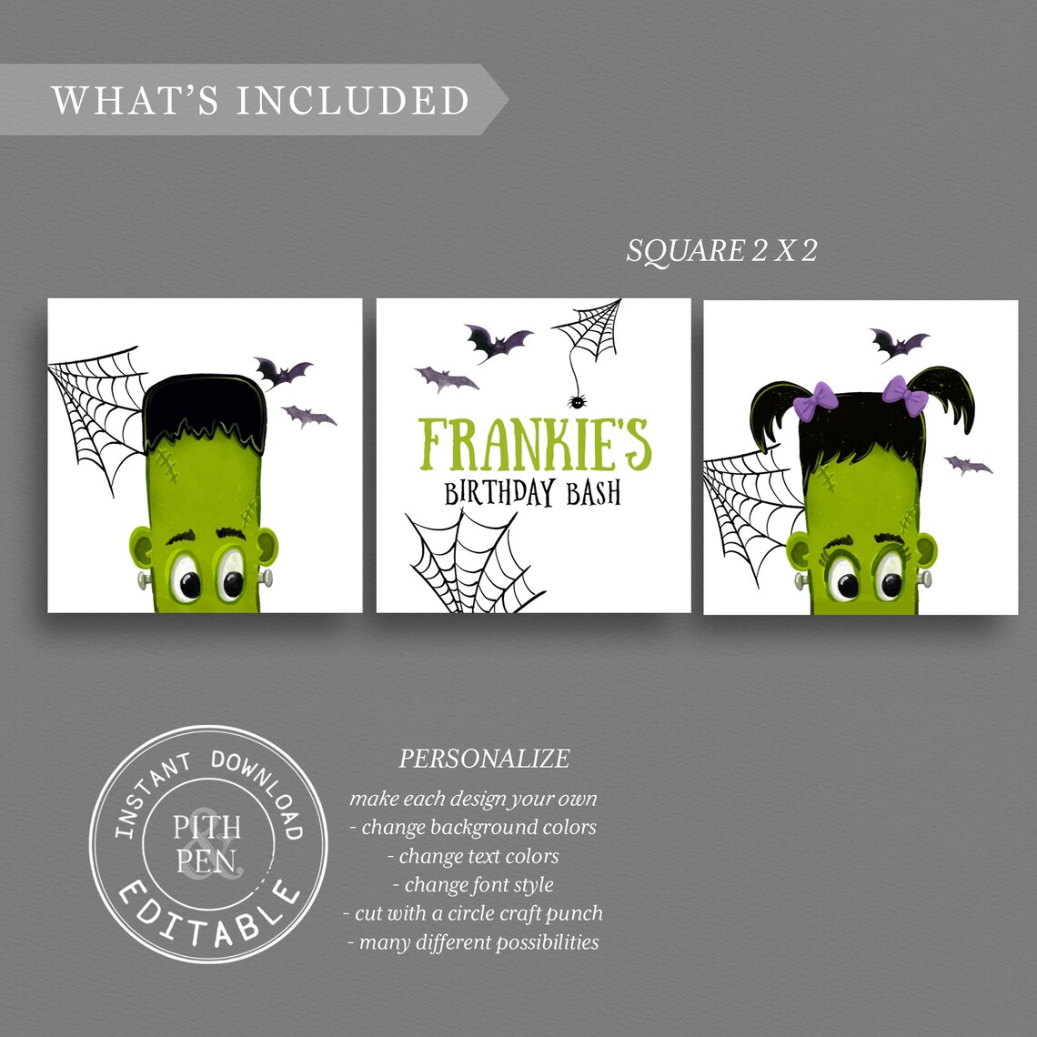 Frankenstein Cupcake Toppers Printable Party Favor Tags - Etsy