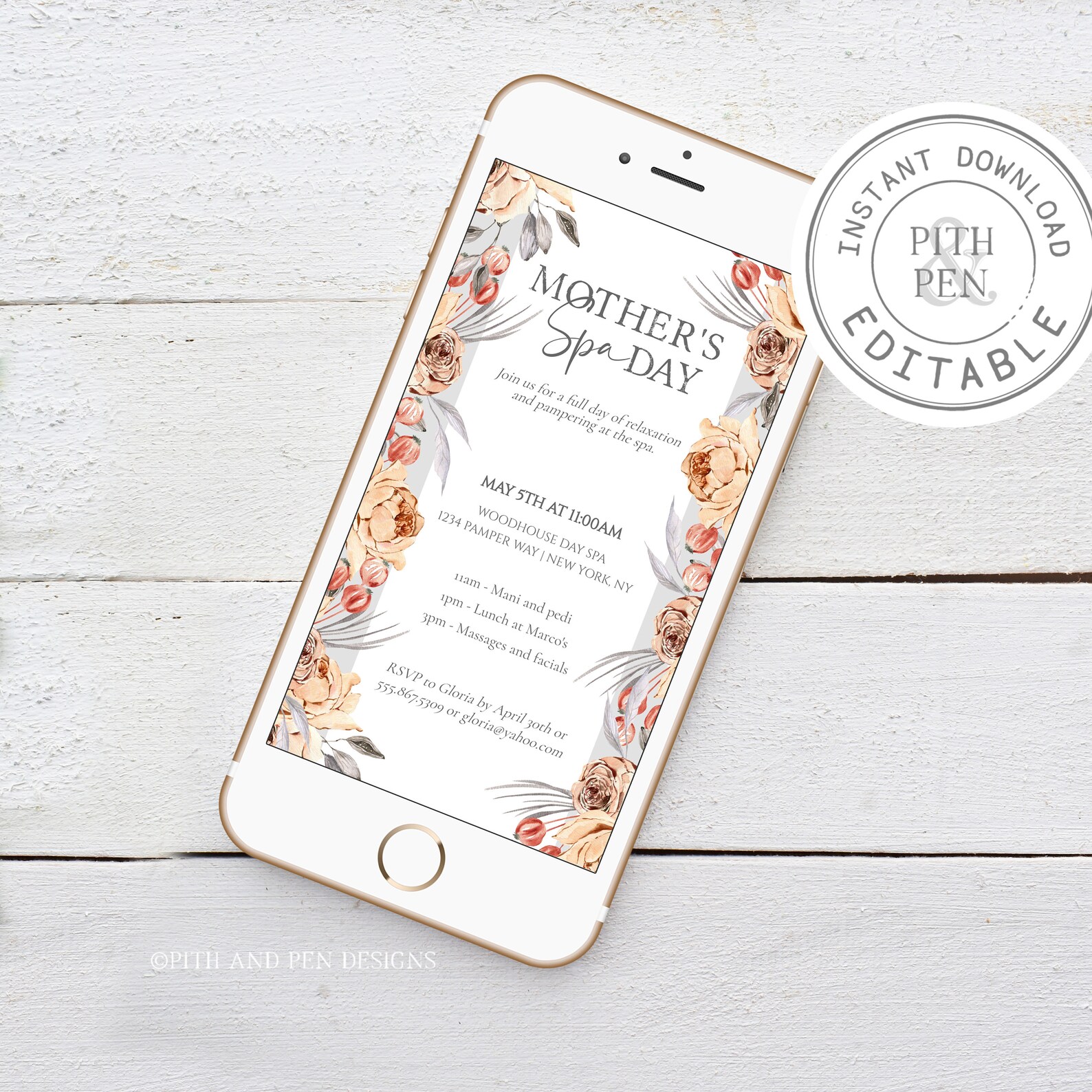 Digital Mother's Spa Day Invitation Mother's Day - Etsy
