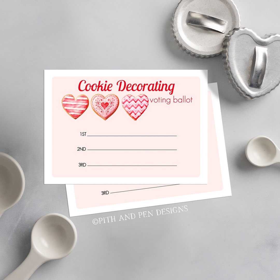 Cookie Decorating Contest Voting Card, Valentines Ballot, Instant ...