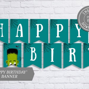 Happy Birthday Banner Monster, Birthday Party Banner, Instant Download ...