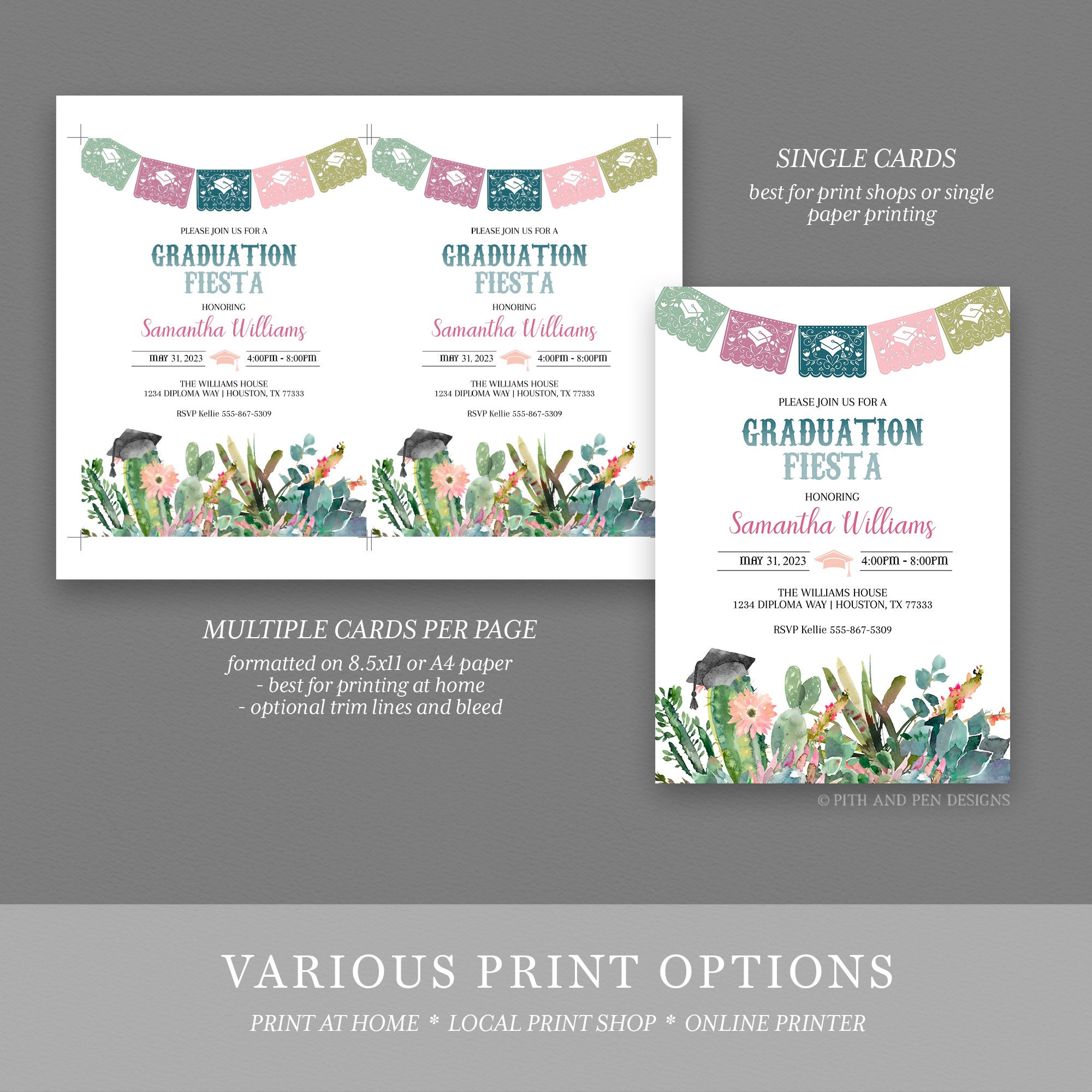 Graduation Fiesta Party Invitation DIY Printable Custom Photo - Etsy