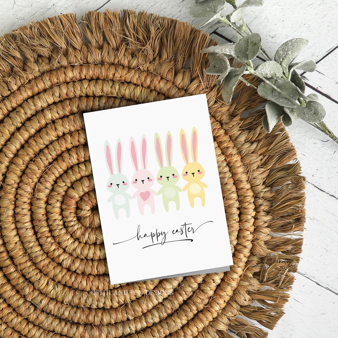 Folded Easter Greeting Card, Printable Greeting Card, Instant Download ...