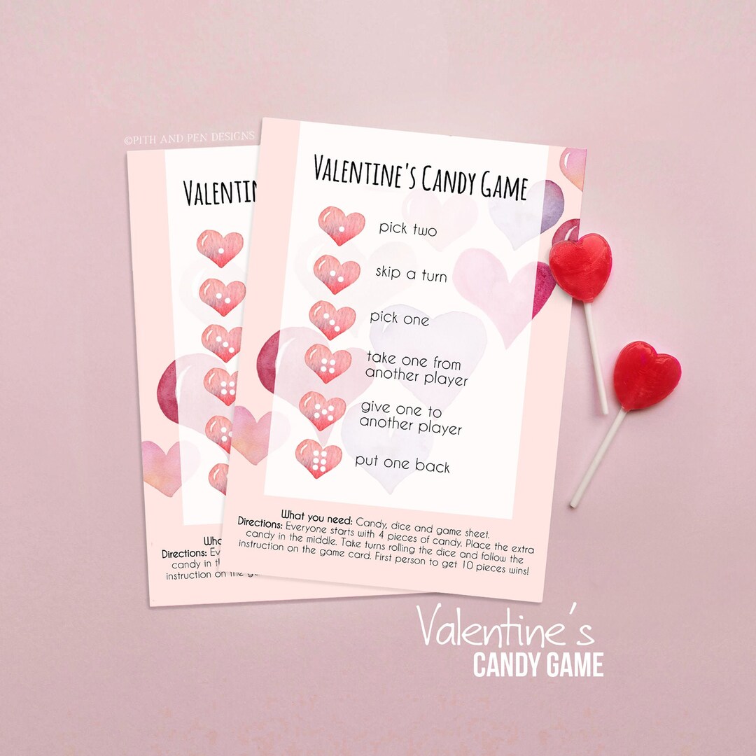Valentine's Kids Candy Game, Valentine Activity, Printable Template ...