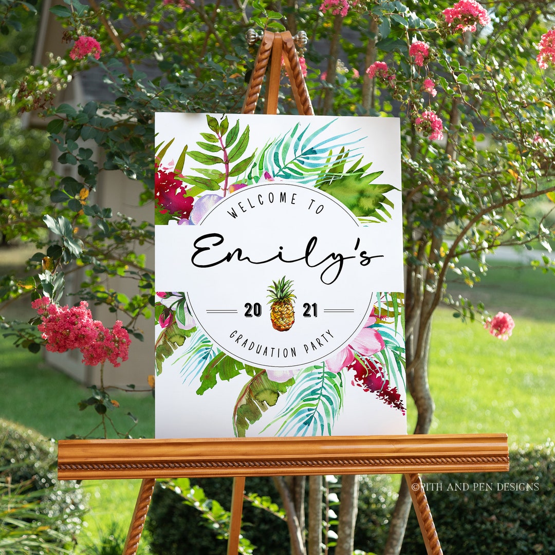 Graduation Party Welcome Sign, Tropical Welcome, Printable Template ...