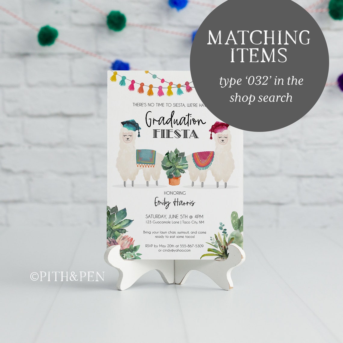 Digital Graduation Fiesta Llama Party Invitation DIY - Etsy