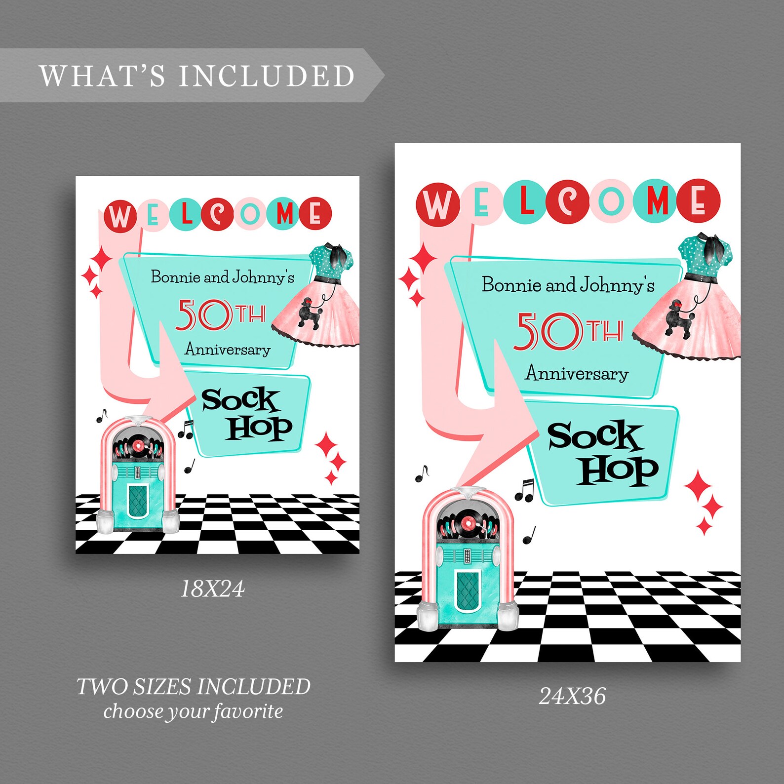 Printable 1950's Anniversary Party Sign Printable Welcome - Etsy