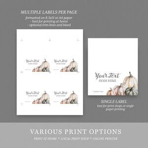 Printable Food Labels, Editable Thanksgiving Pumpkins, Instant Download ...