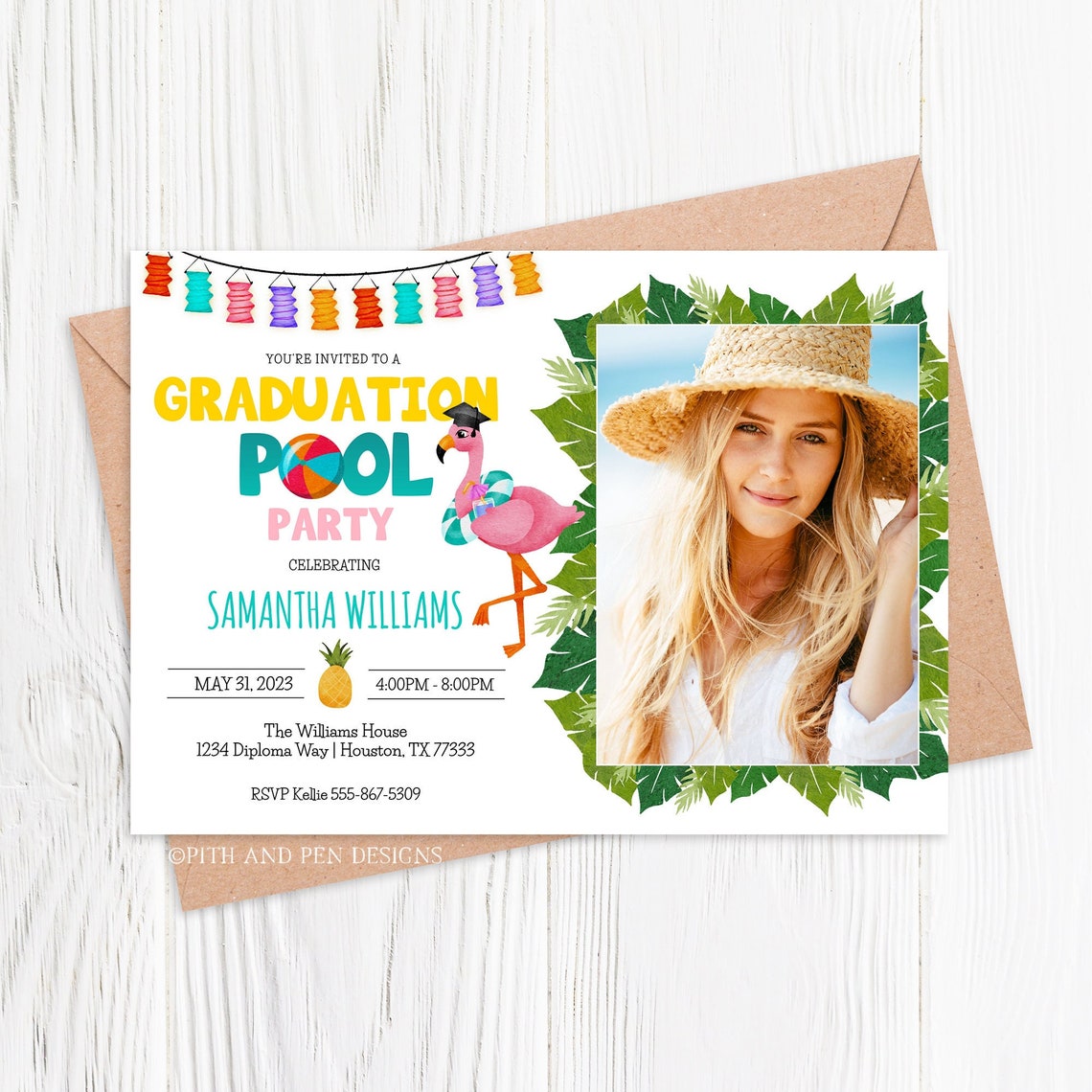 Graduation Pool Party Invitation Printable Summer Party - Etsy