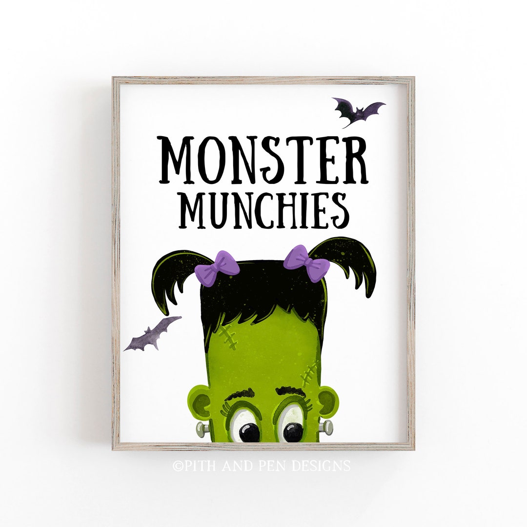Frankenstein Monster Munchies Sign, Monster Birthday Party, Printable ...