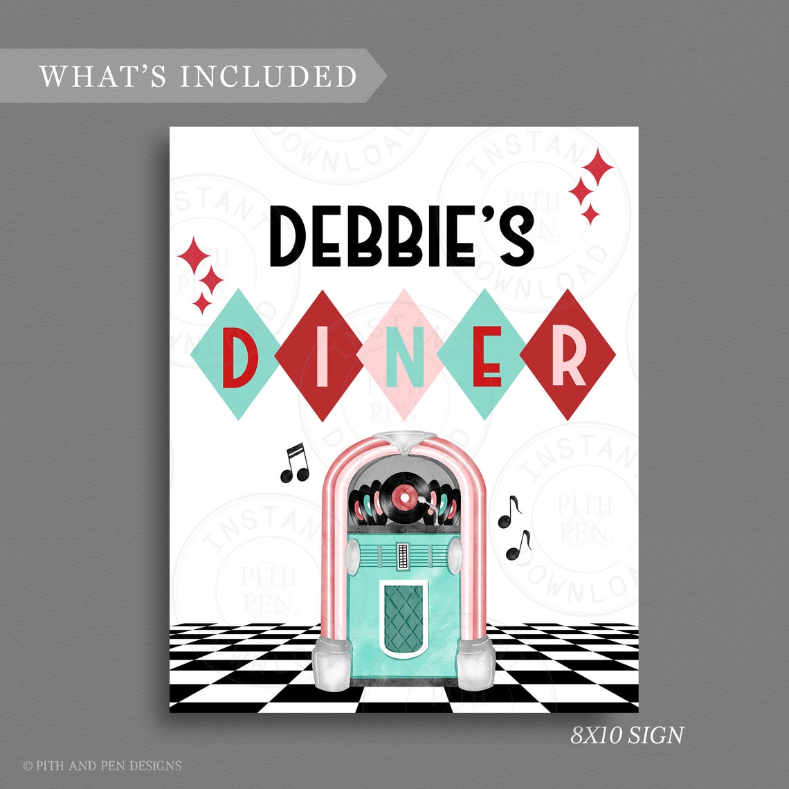 50s Party Diner Sign Sock Hop Birthday Party Printable Party - Etsy