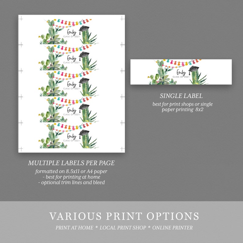 Graduation Fiesta Party Water Bottle Label PRINTABLE Water - Etsy