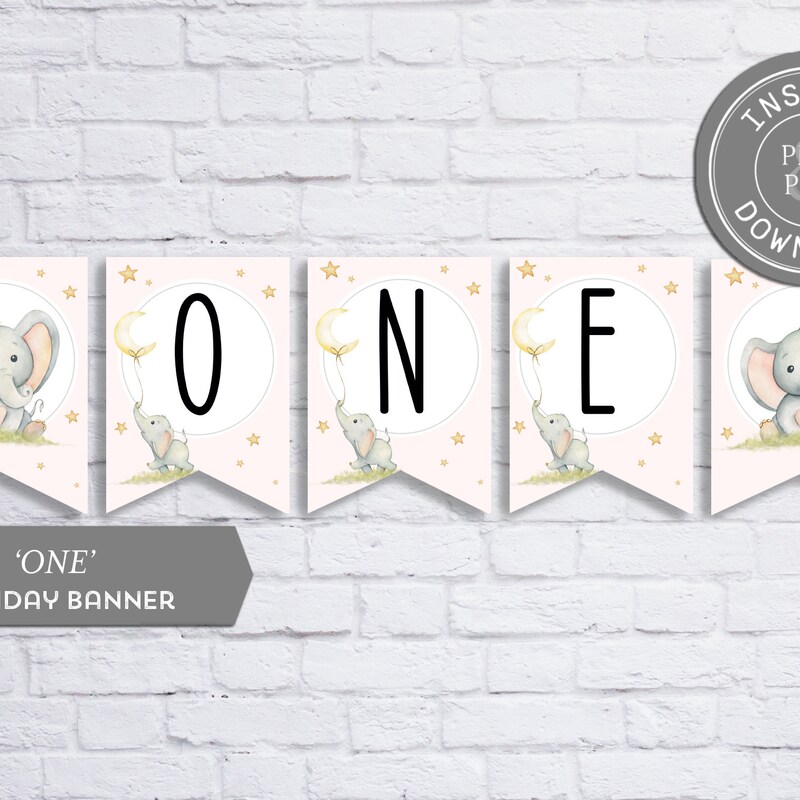 Pink Elephant Banner - Etsy