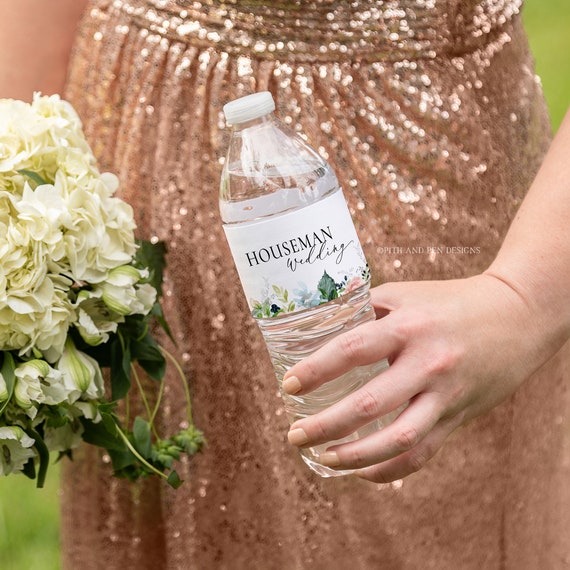 Floral Water Bottle Label Template EDITABLE Bottle Label - Etsy