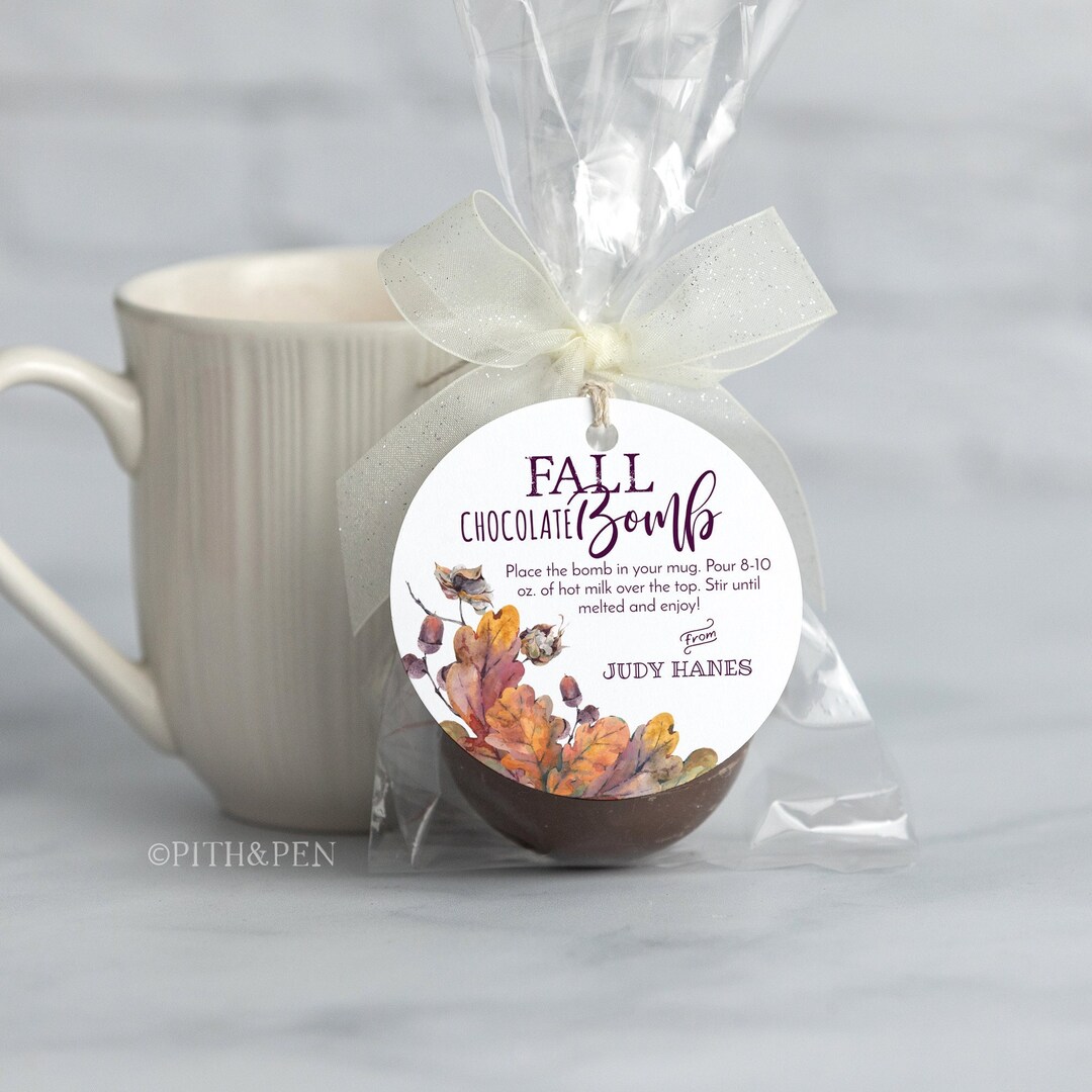 Fall Hot Chocolate Bomb Gift Tag, Thanksgiving Gift, Printable Instant ...