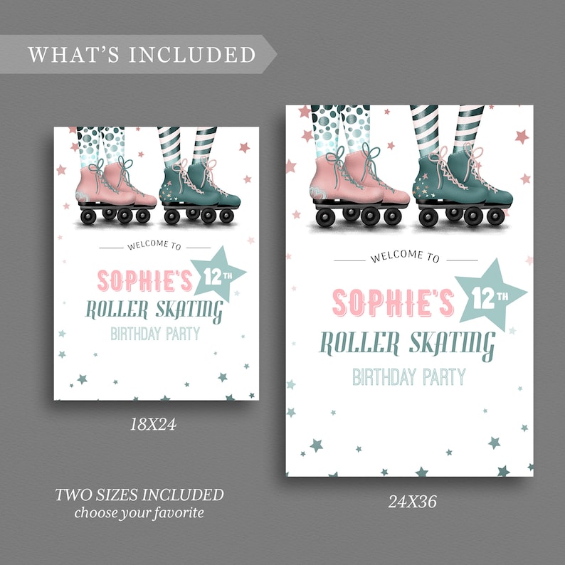 Printable Roller Skating Party Signs DIY Birthday Party - Etsy