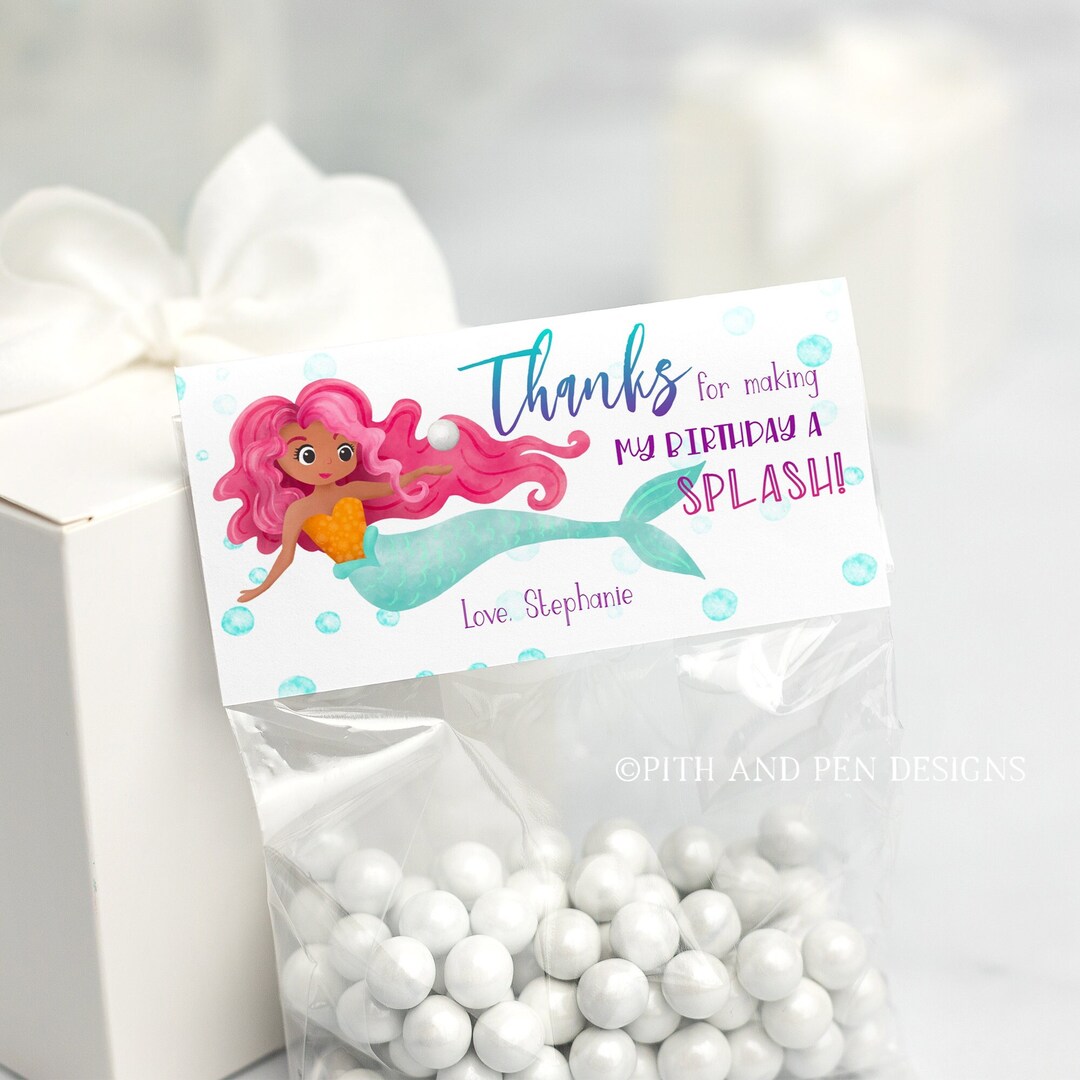 Mermaid Folded Gift Tag, Mermaid Party Favor, Instant Download, Corjl ...