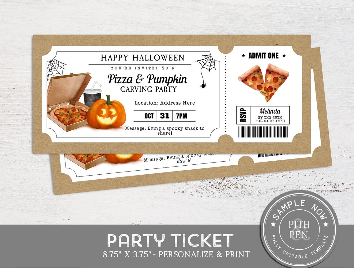 Pizza & Pumpkin Carving Party Invitation Halloween Party - Etsy