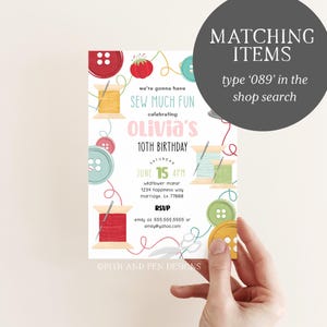 Sewing Party Invitation | Printable Birthday | Corjl #089-06PI - Etsy