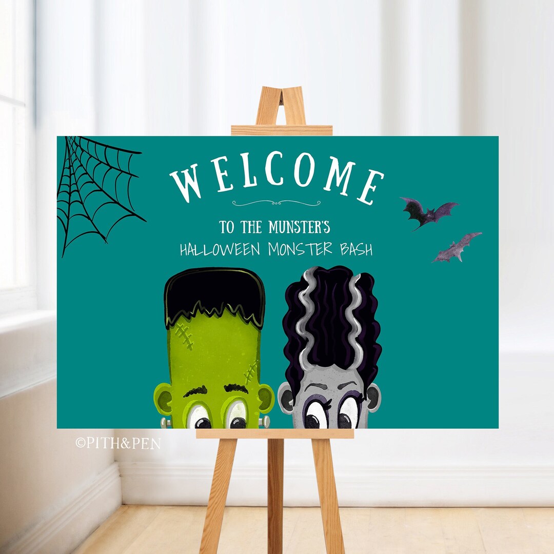 Editable Halloween Party Sign, Frankenstein Party Printable, Corjl 047 ...