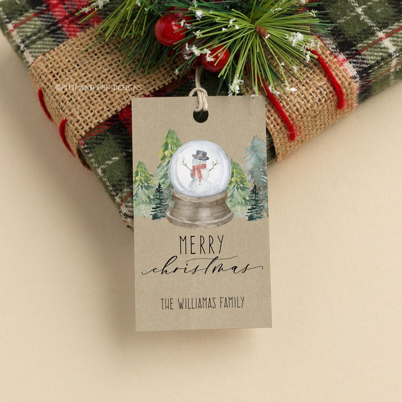 Printable Christmas Gift Tag Snow Globe Tag Instant - Etsy