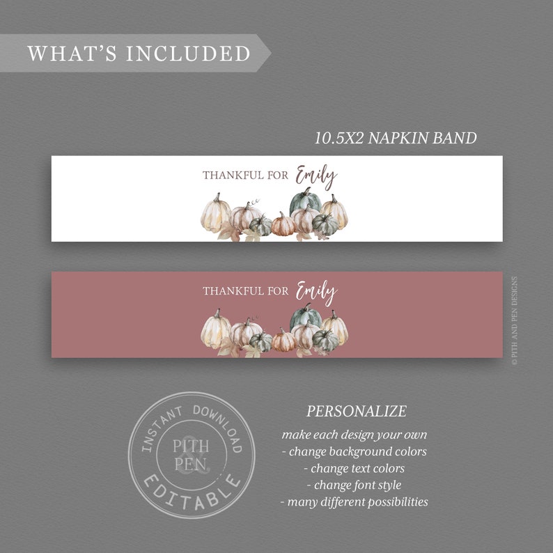 Pumpkin Napkin Band Name Cards Thanksgiving Dinner Place - Etsy