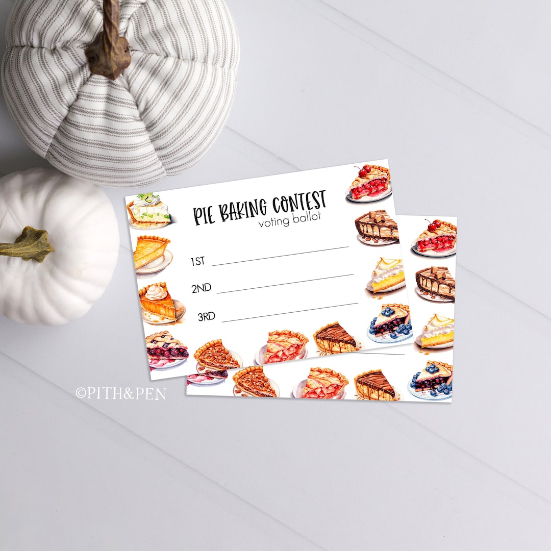Pie Contest Voting Card | Thanksgiving Contest Ballot | Editable or ...