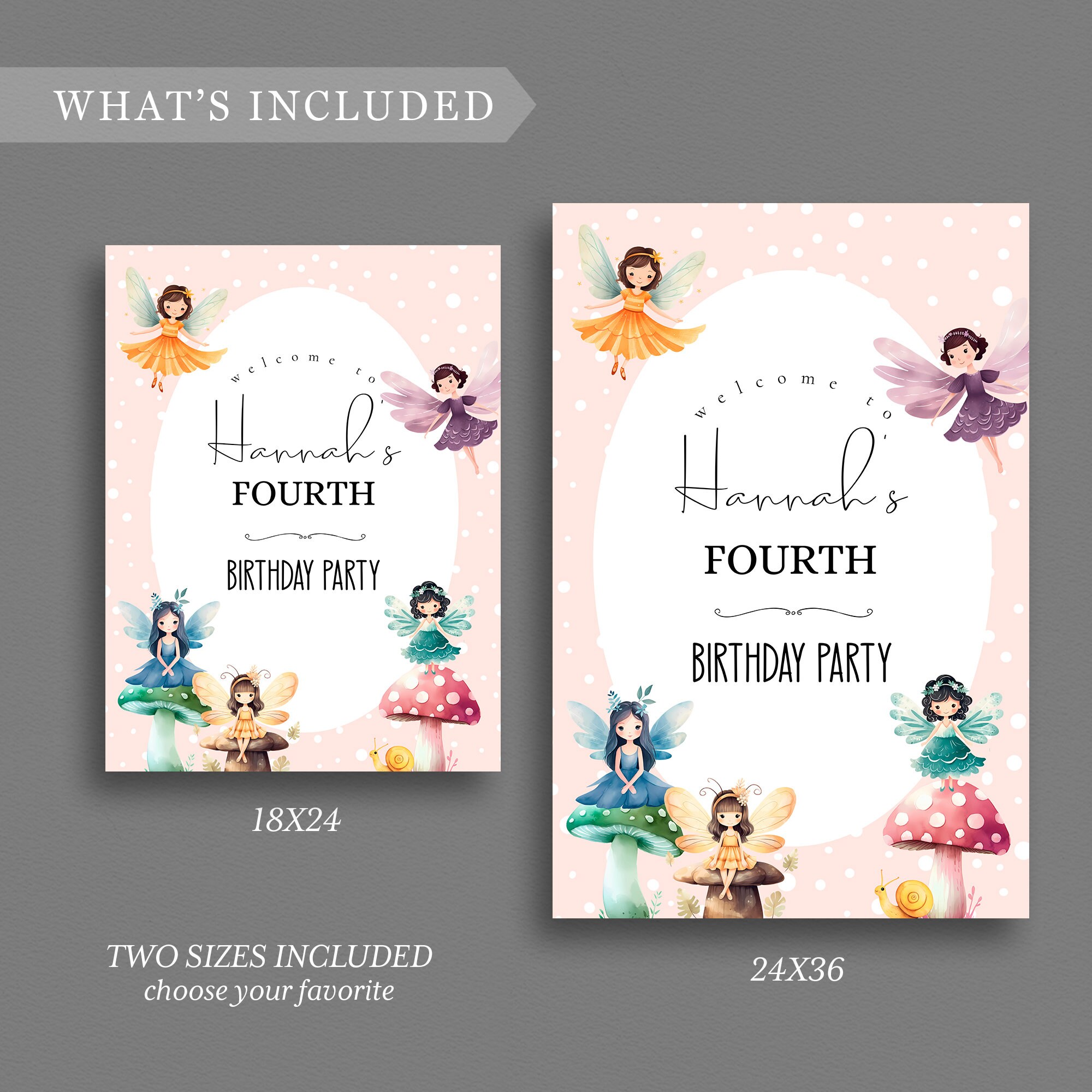 Fairy Birthday Party Sign, Printable Welcome Sign, Corjl #082-06WS - Etsy