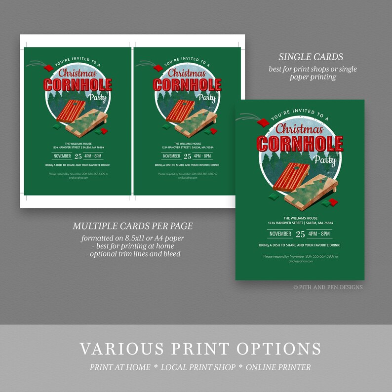 Christmas Cornhole Party Invitation Potluck Dinner Invite - Etsy
