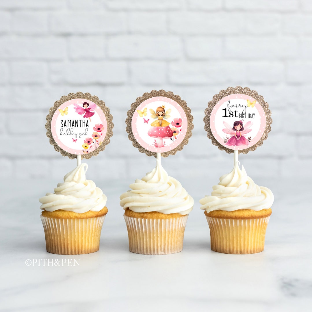 Fairy Cupcake Toppers, Printable Party Decor, Instant Download, Corjl ...