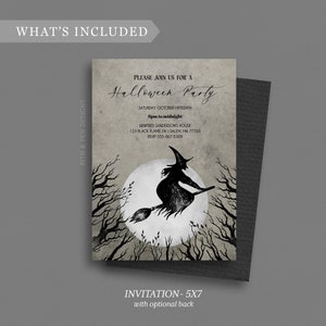 Flying Witch Halloween Invitation, Halloween Party Event, DIY Printable ...